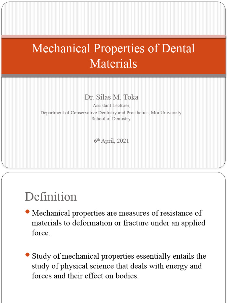 Mechanical Properties of Dental Materials | PDF