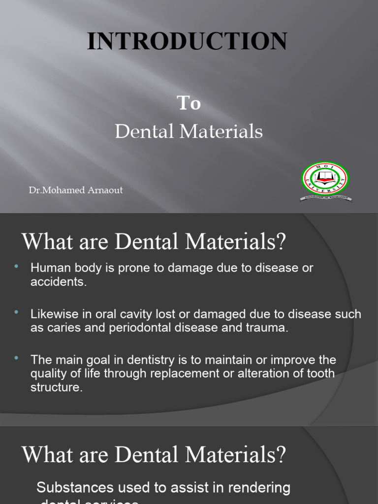 Dental Materials Introduction V | PDF | Dental Material | Dentistry