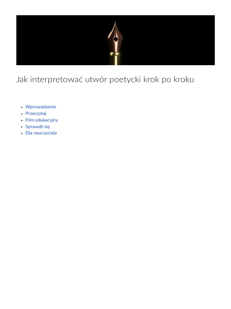 Jak Interpretowac Utwor Poetycki Krok Po Kroku | PDF
