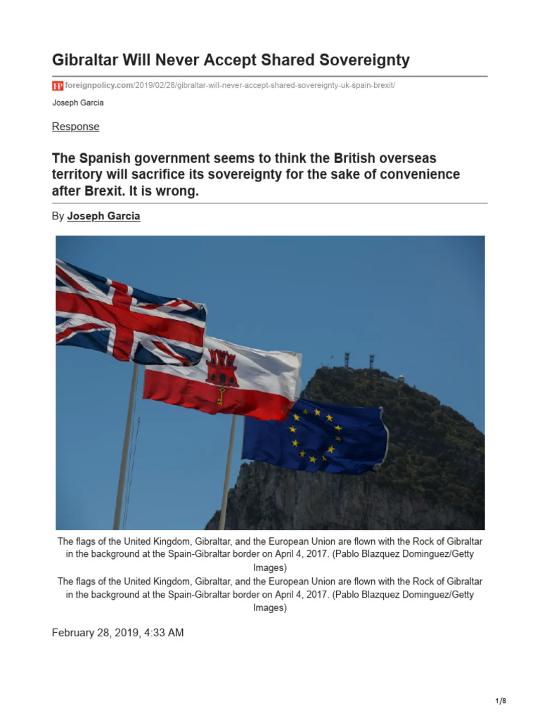Gibraltar Will Never Accept Shared Sovereignty | PDF | Gibraltar | Spain