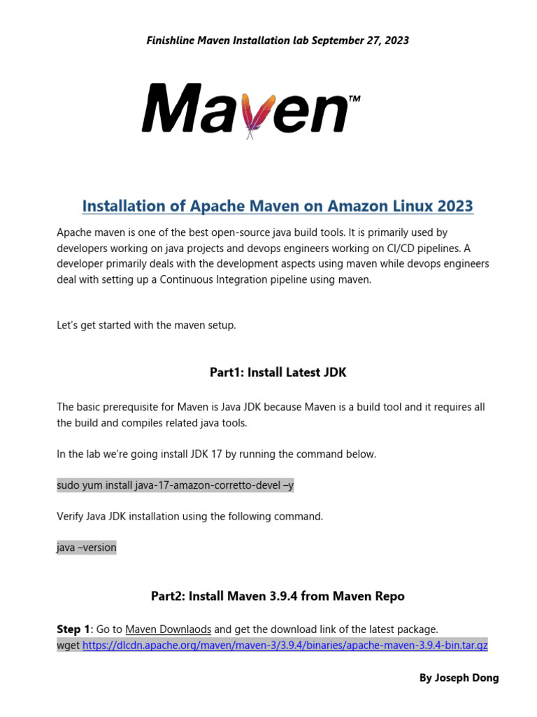 Installation Of Apache Maven On Amazon Linux 2023 Pdf Computer File Java Programming 