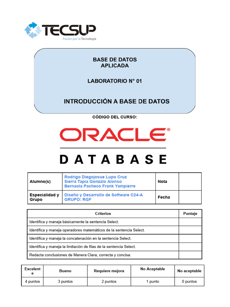 Laboratorio de SQL: Sentencias Básicas | PDF | Bases de datos | SQL