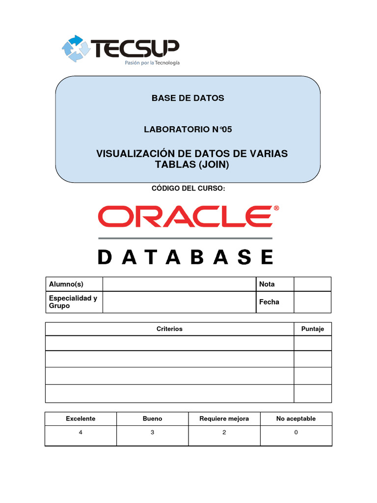 Lab 5 - Visualización de Datos de Varias Tablas (Avance) | PDF | SQL | Bases de datos