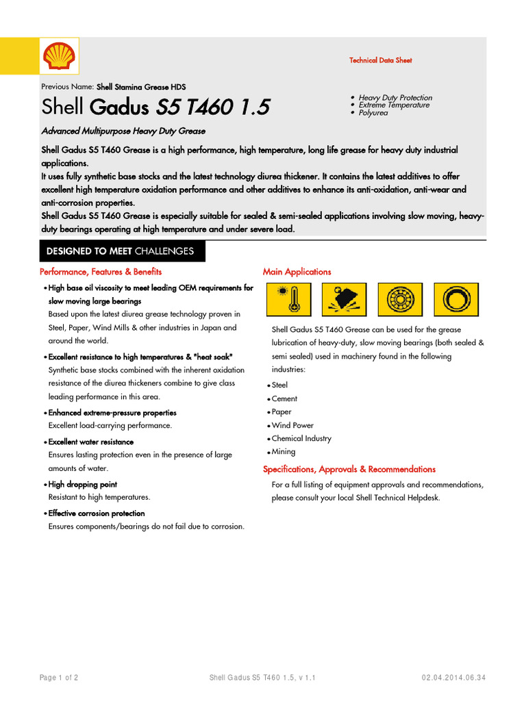 Shell Gadus S5 T460 1.5 Data Sheet | PDF | Building Engineering ...
