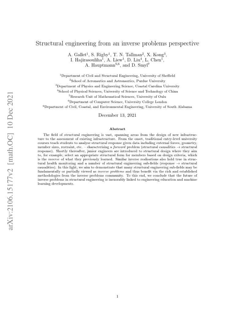 Structural Engineering From An Inverse Problems Perspective | PDF ...