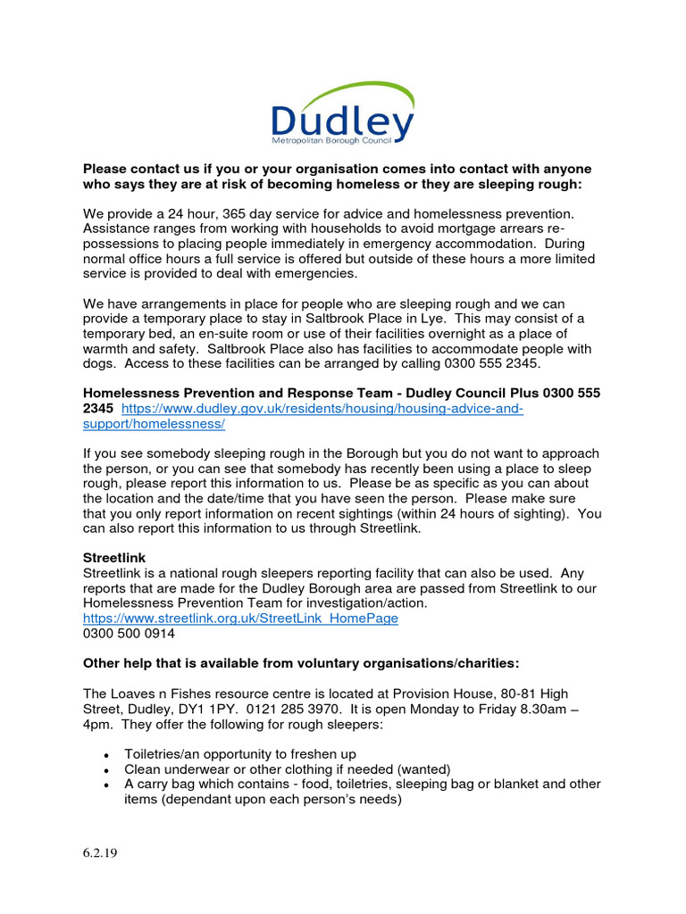 Dudley Homelessness Support Services | PDF