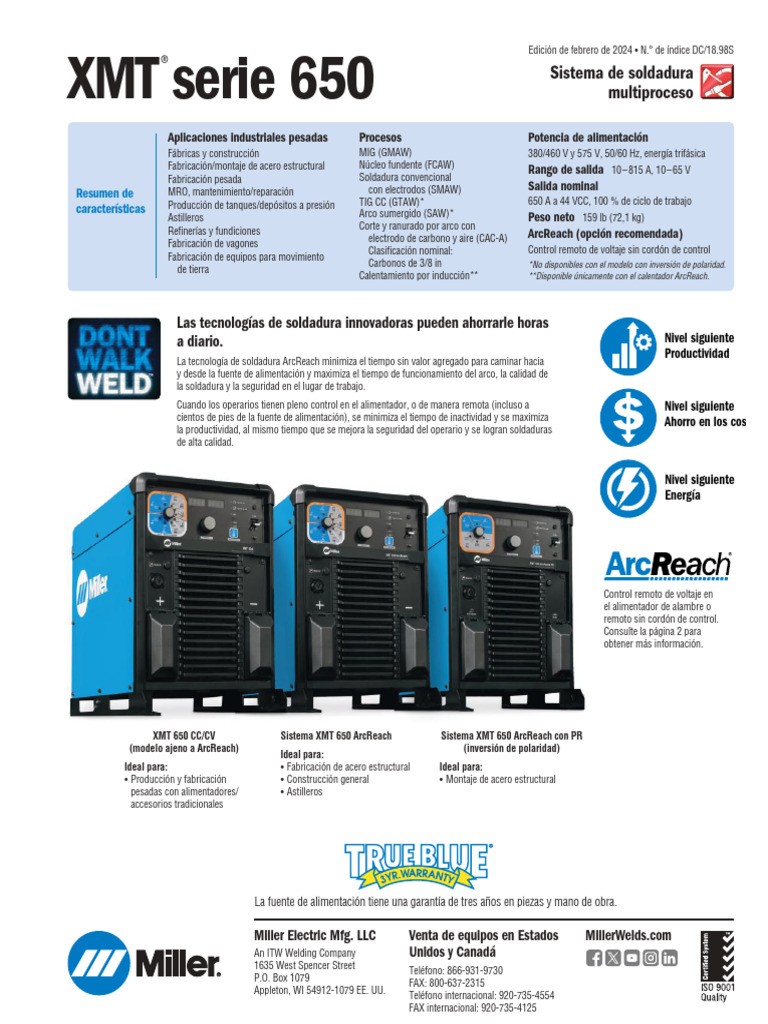 Brochure Miller XMT 650 Series Min | PDF