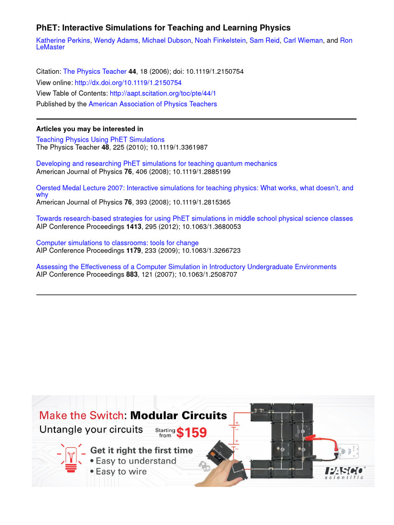 Phet - Interative Simulations For Teaching and Learning Physics | PDF | Waves | Electrical Network