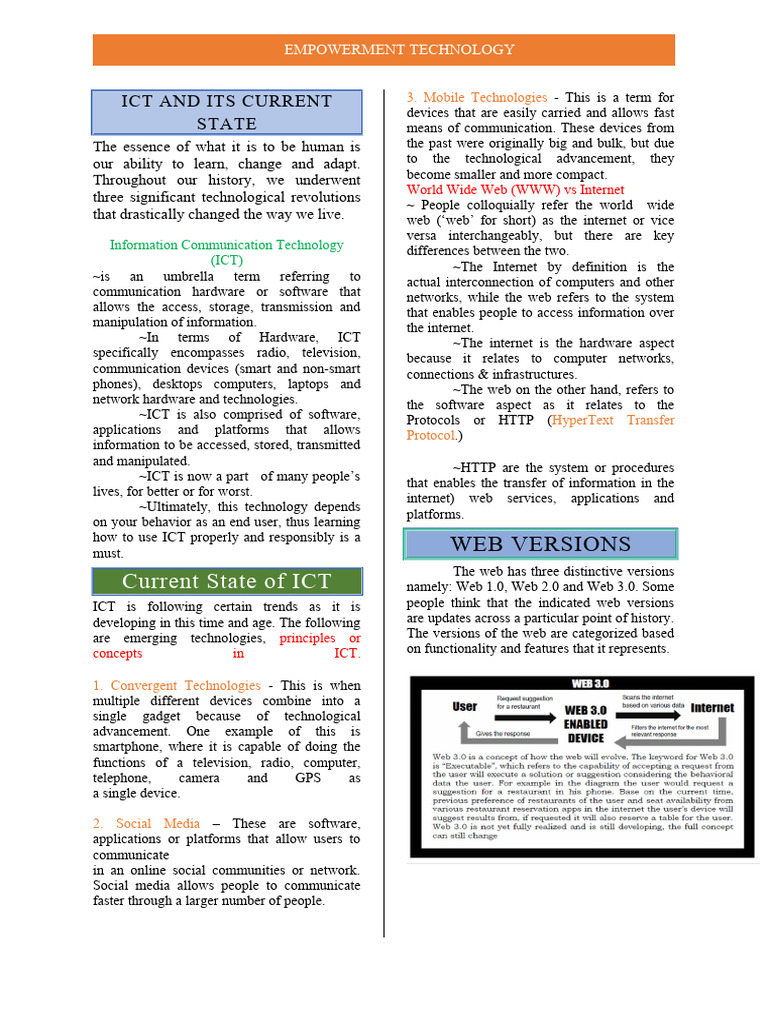 Ict and Its Current Stat1 | PDF | World Wide Web | Internet & Web