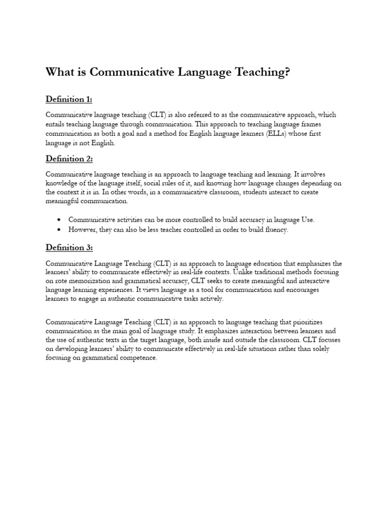 CLT and TBLT | PDF | Learning | Language Education