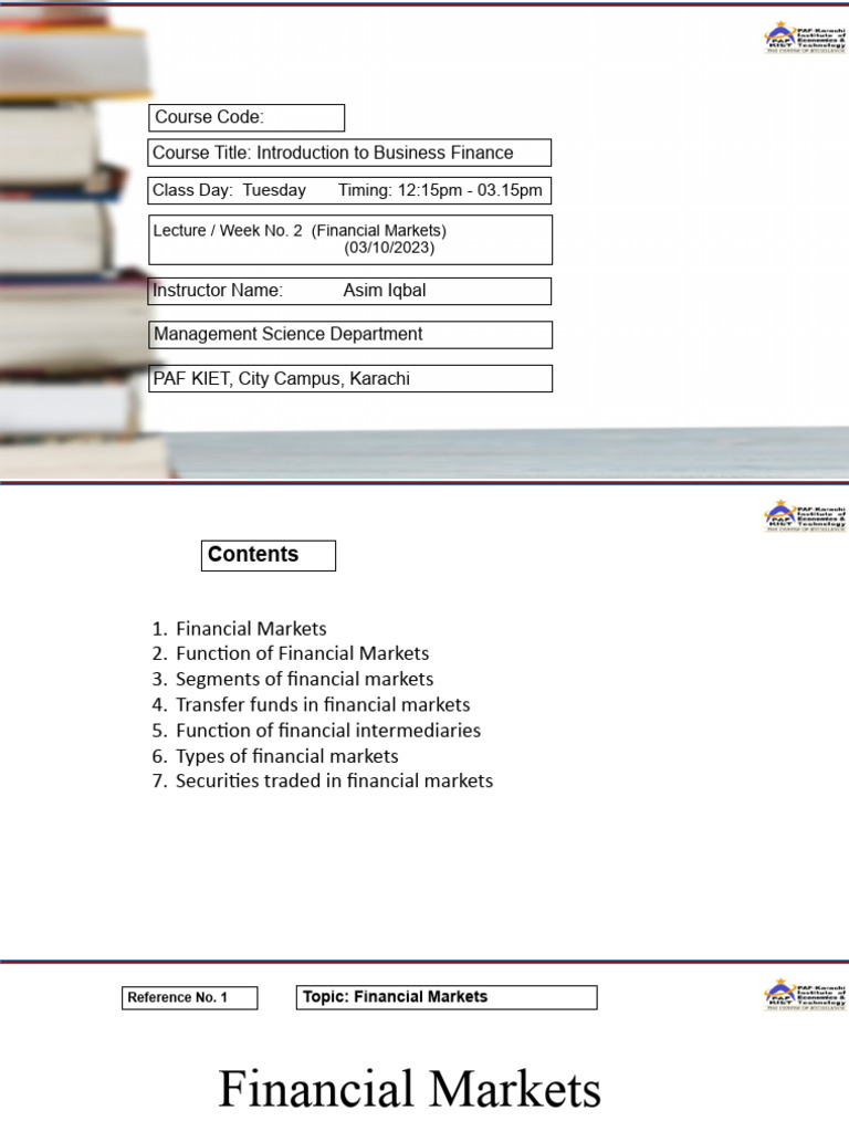 IBF PPT Lecture # 2 (03102023) (Financial Markets) | Download Free PDF | Securities (Finance ...