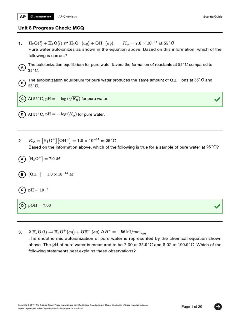 Unit 8 Progresscheckmcq | PDF | Buffer Solution | Acid