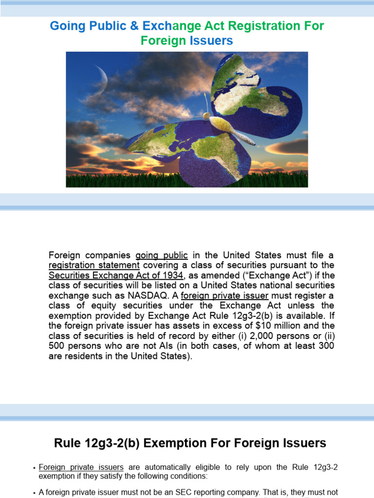 Going Public & Exchange Act Registration For Foreign Issuers | PDF ...