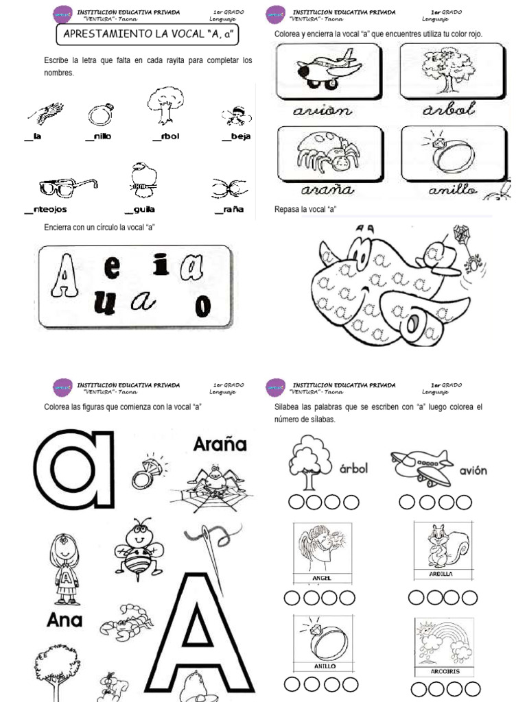 LENGUAJE - La Vocal A-02 | PDF