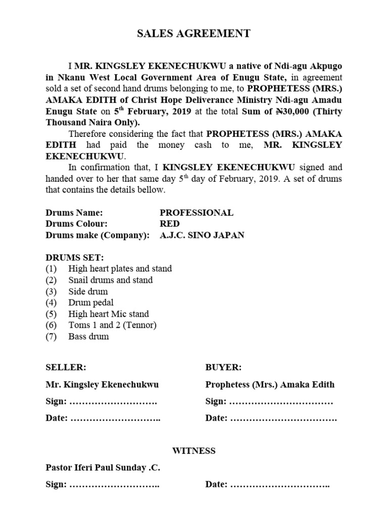 Sales Agreement | PDF