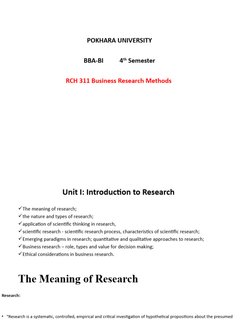 BRM PU Unit 1 | PDF