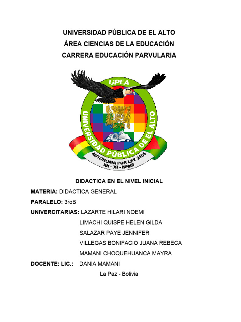 CARATULA UPEA | PDF | Educación de la primera infancia | Enseñando