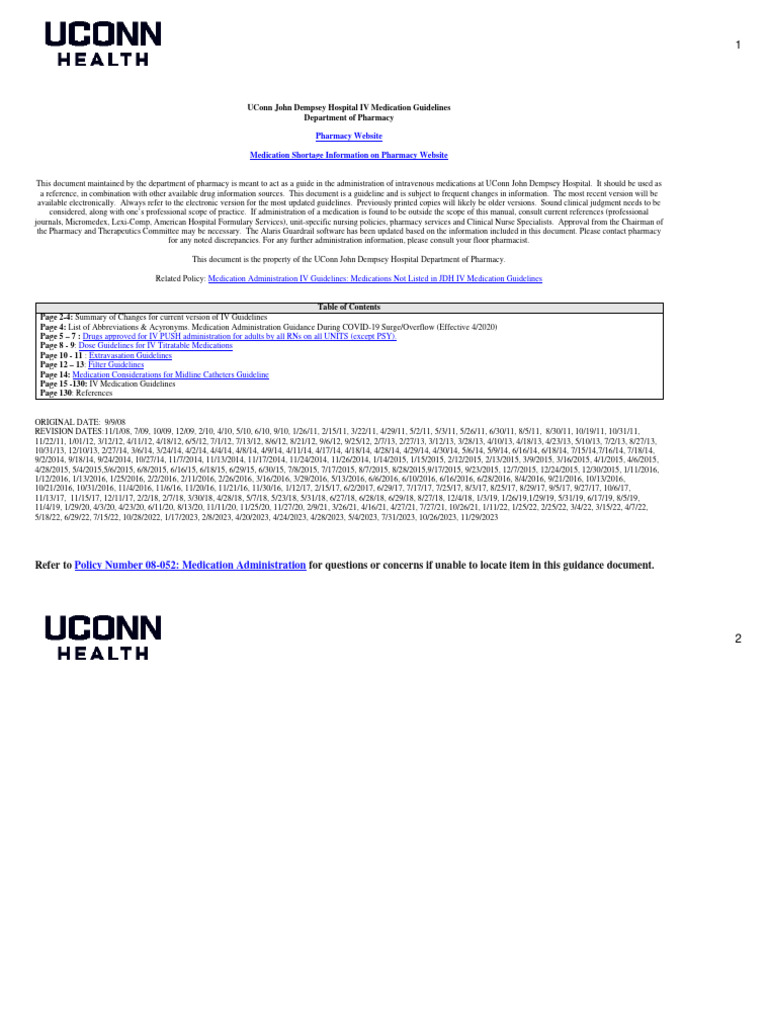 IV Medication Guidelines | PDF | Pharmacy | Intravenous Therapy