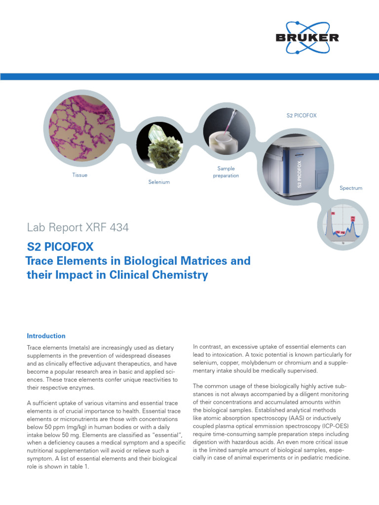 TXRF Application Note XRF 434 Trace Elements in Biological Matrices and Their Impact in Clinical ...