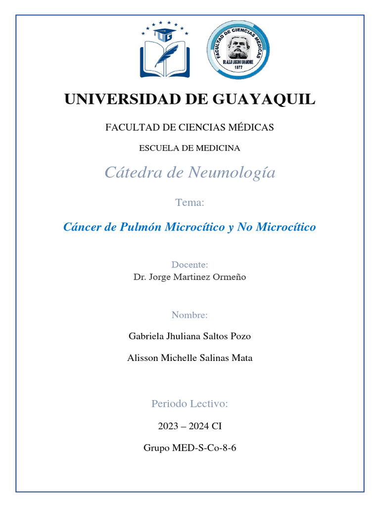 Cancer de pulmon Microcitico y no Microcitico - Salinas y Saltos | PDF ...