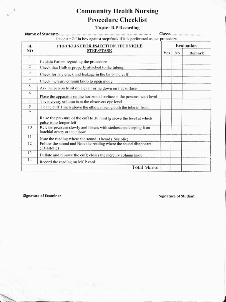Checklist of BP Recording | PDF