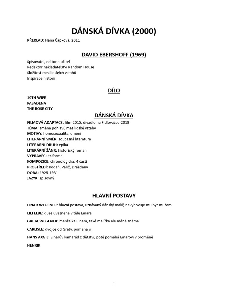 Dánská Dívka | PDF