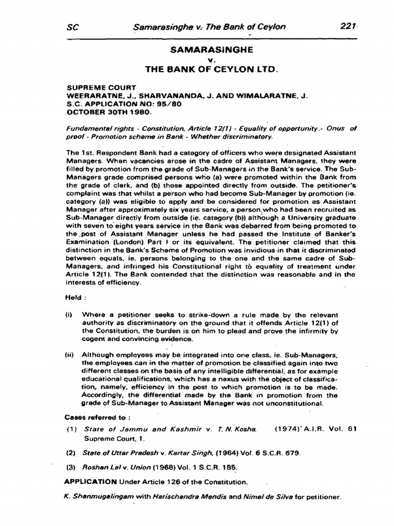 Sllr-1978!79!80-V1-Samarasinghe-V. The Bank of Ceylon LTD | Download Free PDF | Banks | Judgment ...