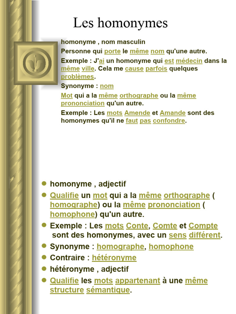 Comprendre les homonymes et homophones | PDF | Orthographie | Mot