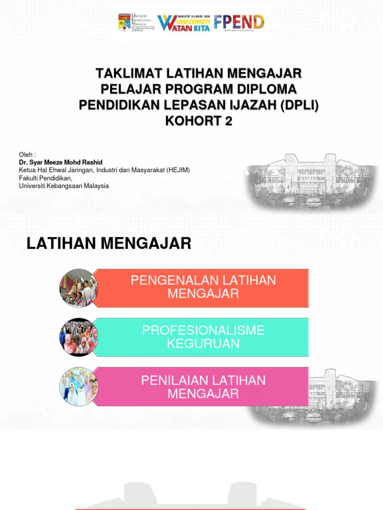 Taklimat Pelajar Latihan Mengajar Praktikum DPL | PDF