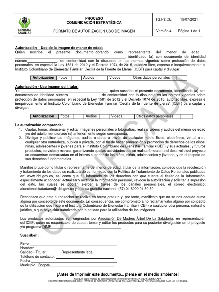 Aut Imagen Icbf Compromisos Pdf Documento De Identidad Maestros