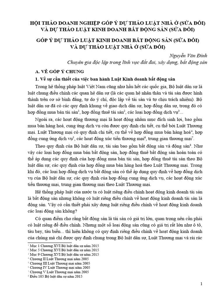 MR Nguyen Van Dinh - HT Luat Nha o Va Luat KD BDS 1 | PDF