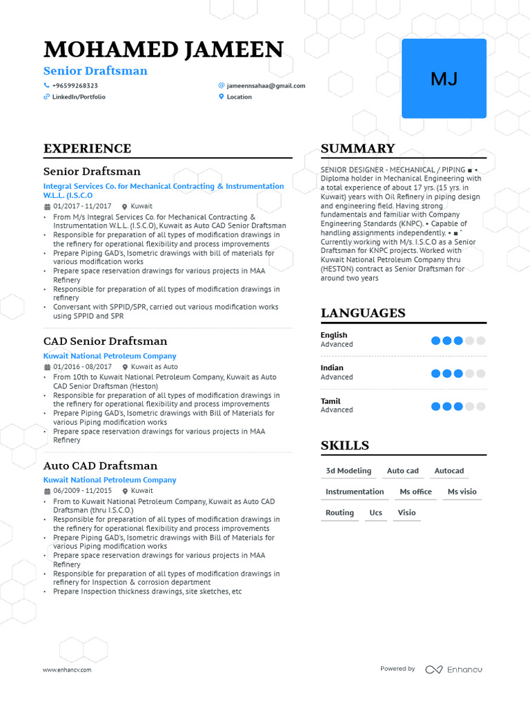 Mohamed Jam Een Resume | PDF | Technical Drawing | Oil Refinery