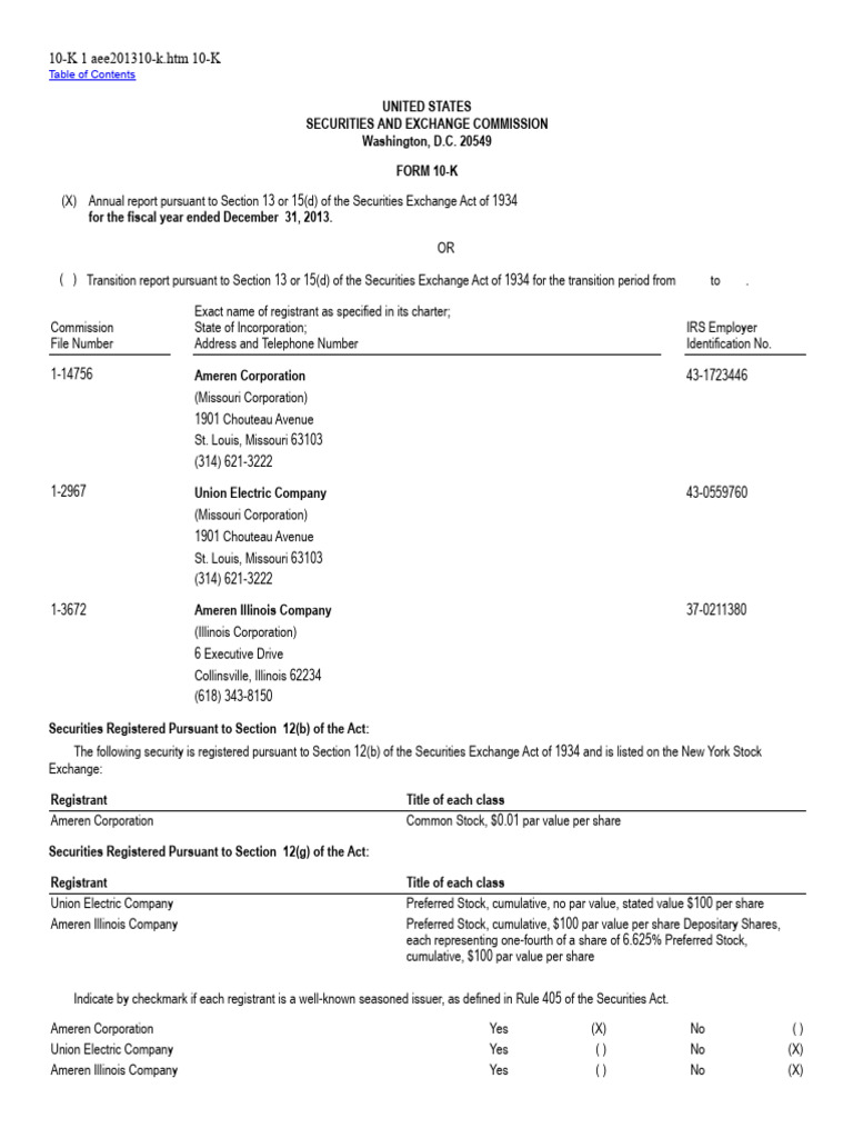 Aee 2013 10K | PDF | Form 10 K | Regulation S K