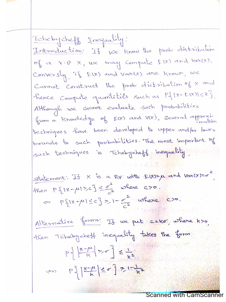 Chebyshev-S Inequality and Markov Inequality | PDF