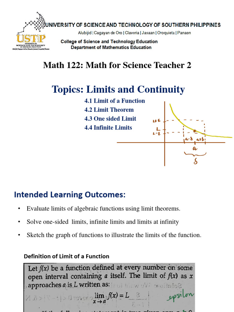 Topics Limit Theorem One Sided Limits Infinite Lim - 230920 - 110301 | PDF | Function ...