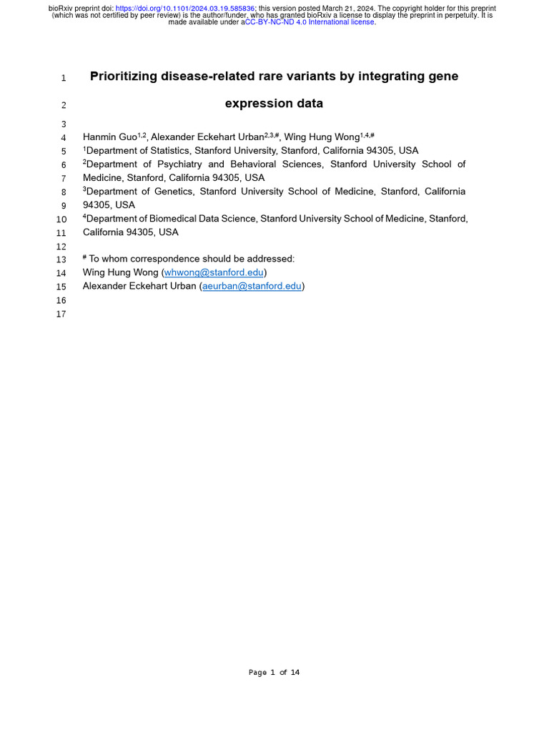 Prioritizing Disease-Related Rare Variants by Inte | PDF | Frontal Lobe | Cingulate Cortex