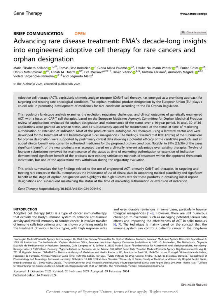 Advancing Rare Disease Treatment EMAs Decade-Long | PDF | Immunology ...