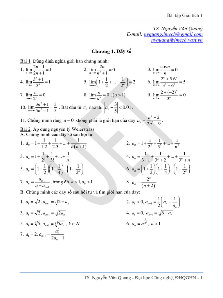 Chương 1. Dãy số: n n n n n n | PDF