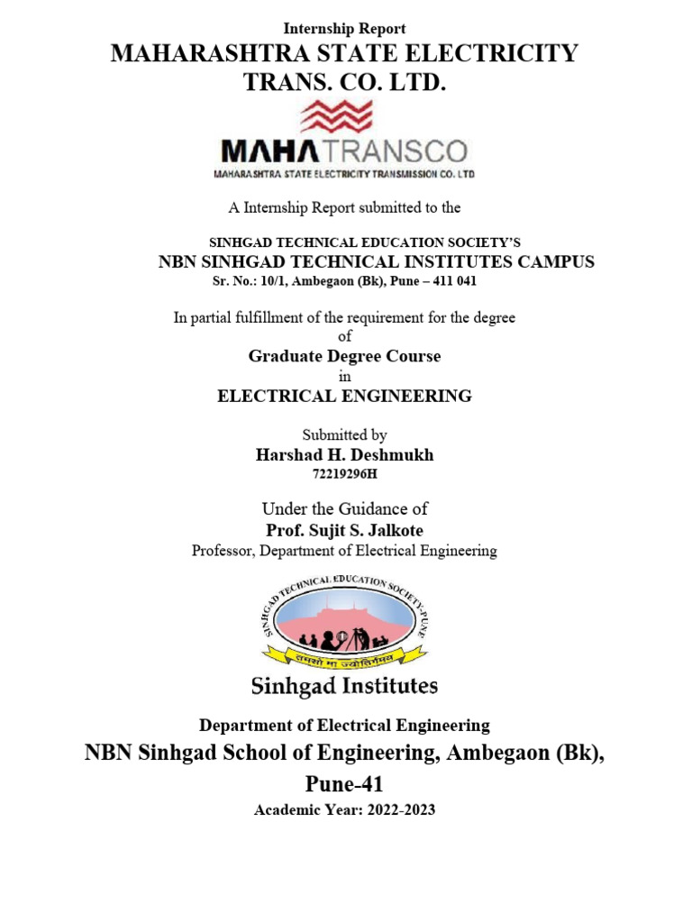 Internship Report: MSETCL Substation | PDF | Electrical Substation ...