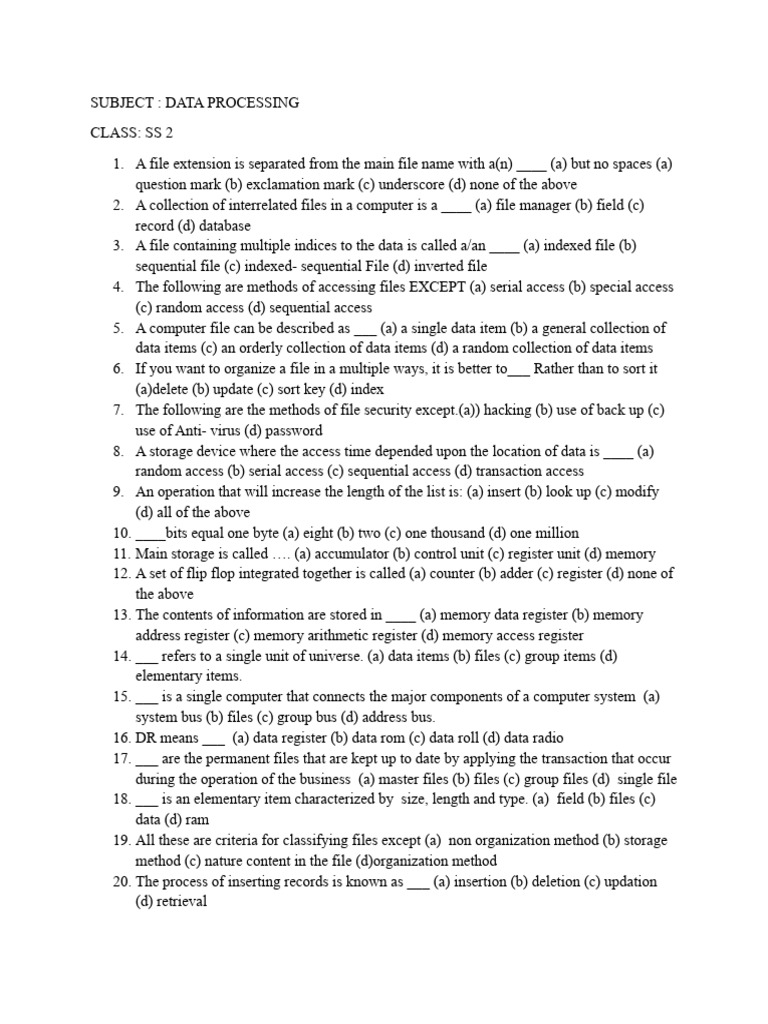 Data Processing SS 2 | PDF