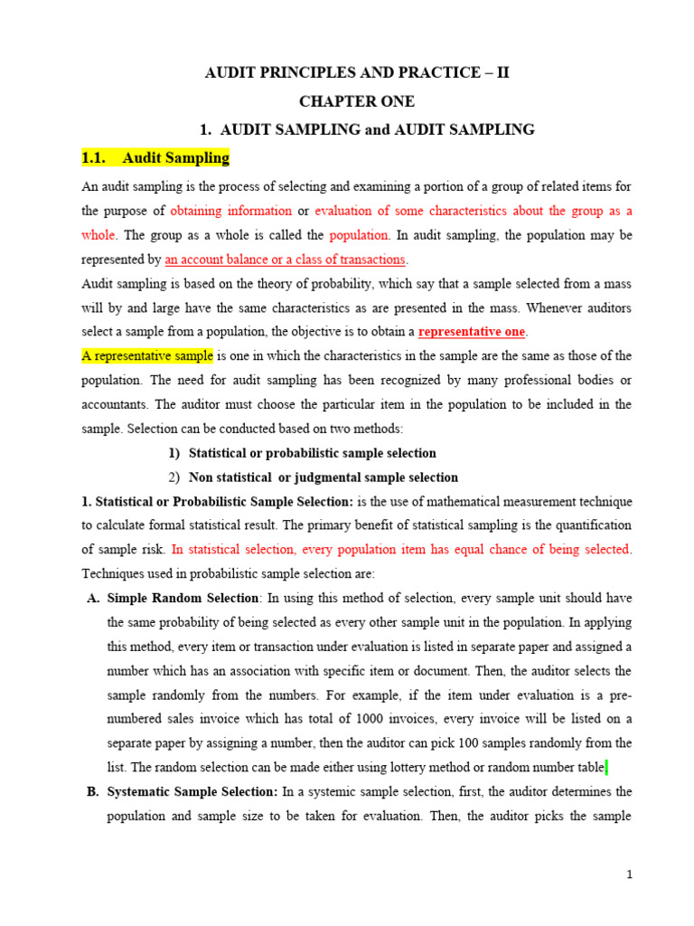 Audit Sampling Principles and Methods | PDF | Business