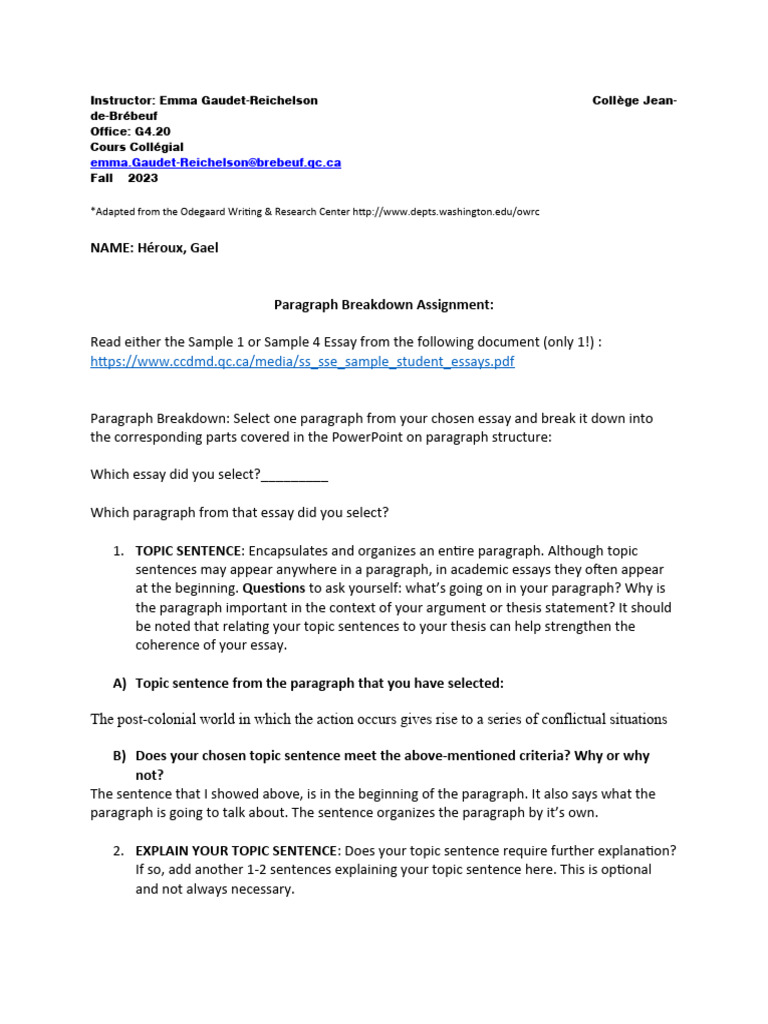 g31 F23 Paragraph Breakdown Assignment 1 | PDF | Evidence | Paragraph