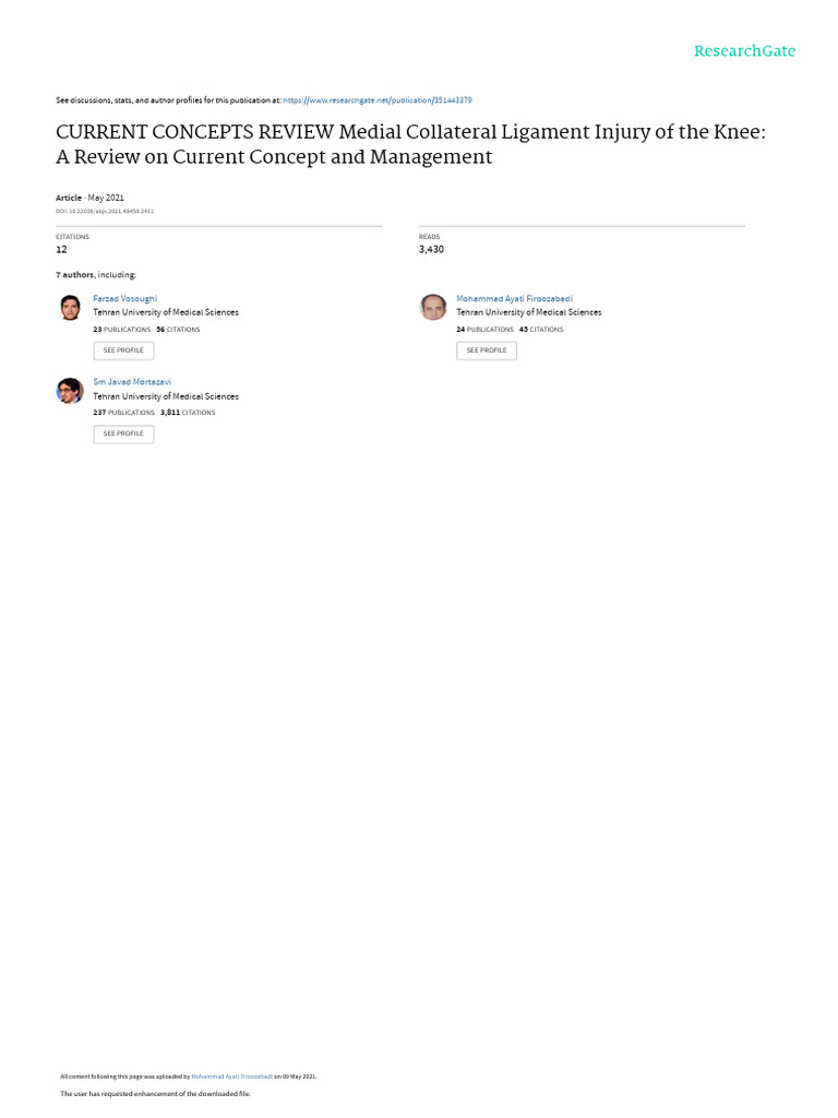 Current Concepts Review MCL - A Review On Current Concept and Management | PDF | Knee | Limbs ...