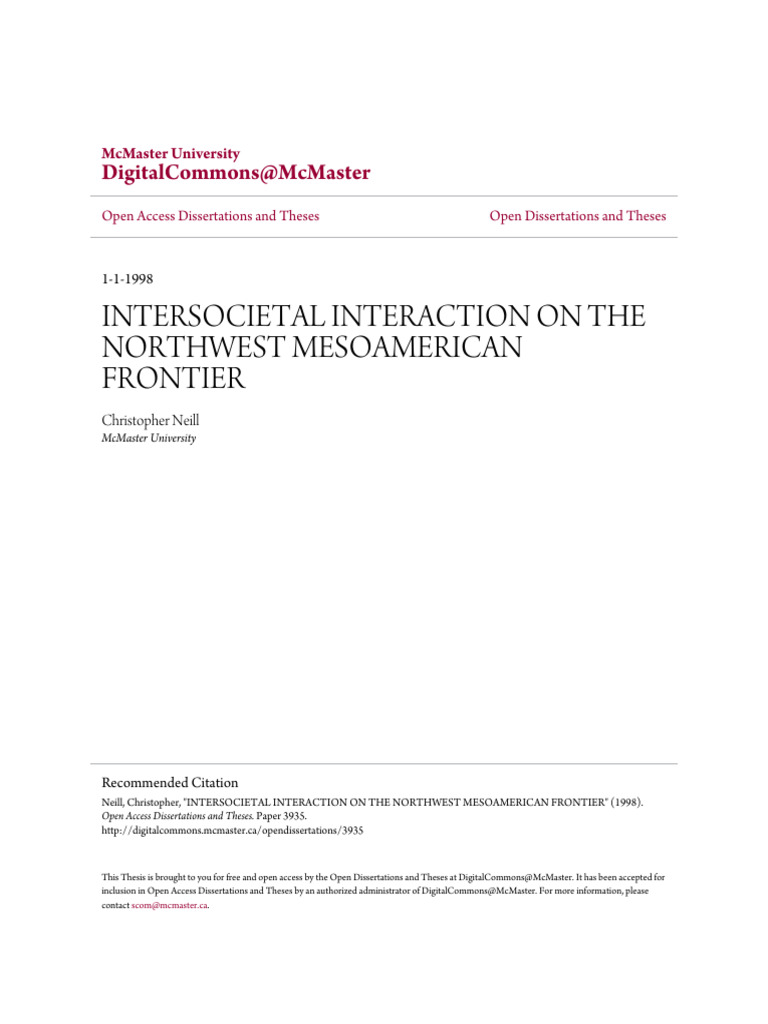 Intersocietal Interaction On The Northwest Mesoamerican Frontier | PDF ...