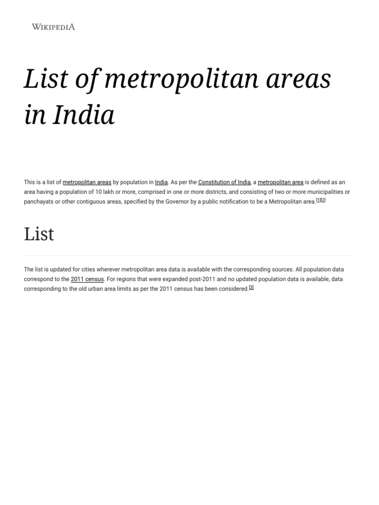 List of Metropolitan Areas Secret | PDF | Gujarat