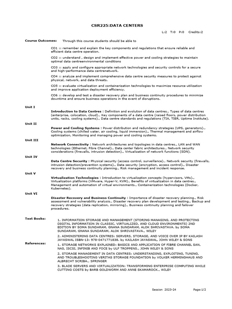 FRM Course Syllabus IPDownload | PDF | Data Center | Computer Network