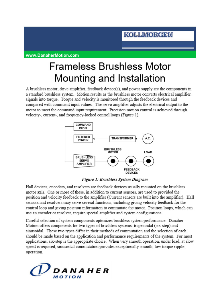 Frameless Brushless Motor Installation Guide | PDF | Electric Motor ...