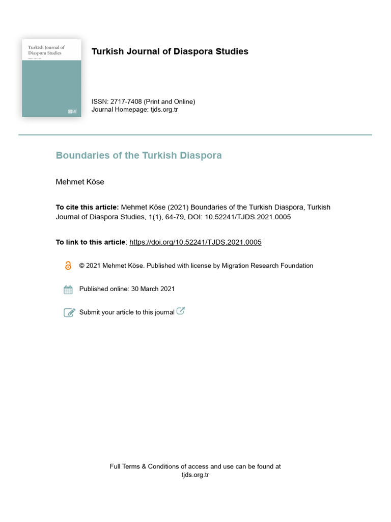 Boundaries of the Turkish Diaspora | PDF | Human Migration | Turkey