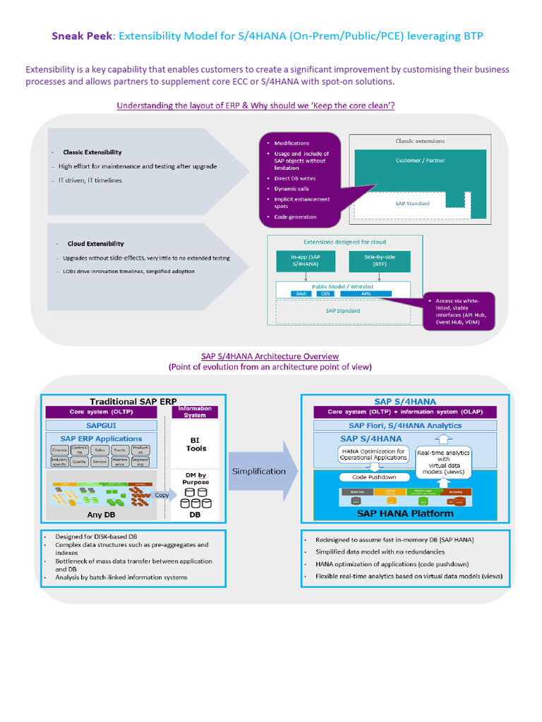 Extensibility For S - 4HANA (On-Prem - Public - PCE) Via BTP | PDF ...