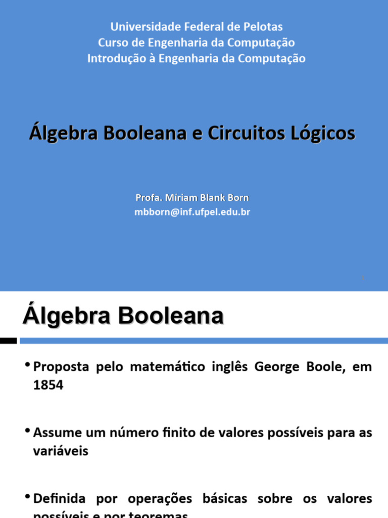 Álgebra Booleana e Circuitos Lógicos | PDF | Álgebra booleana | Ensino de Matemática